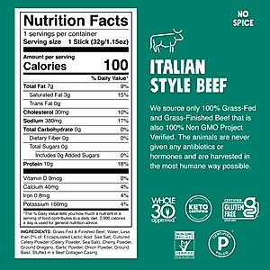 CHOMPS AIP Mild Beef Jerky Snack Sticks 10 Pack, 5 Sea Salt Beef, 5 Italian Style Beef - Whole30, Paleo, Keto Approved, Gluten Free, Sugar Free, Nitrate Free…
