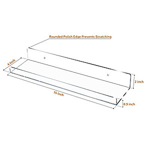 Jansburg Floating Shelves 15 inch Acrylic Wall Ledge Shelves Clear 4 Pack Invisible Display Bookshelf, 5MM Thick Premium Wall Mounted Shelf Bathroom Display Organizer