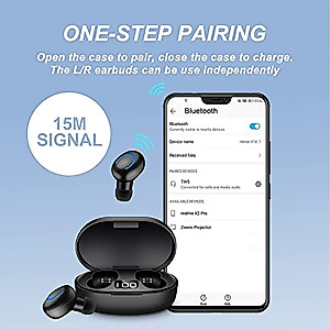 EQQO Wireless Earbuds,Bluetooth 5.1 Headset, IPX5 Waterproof in Ear Touch Earplug, Headset Lasting for 8 Hours, with Built-in Microphone Phone/Android/iOS, Black