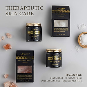 Valentines Gifts for Him, Dead Sea Minerals Spa Gift Box for Women & Men, Self Care Kit, Pink Himalayan Rocks, Dead Sea Bath Salt, Body Scrub & Mud Mask - Birthday, Thank You, Anniversary Gift for Her