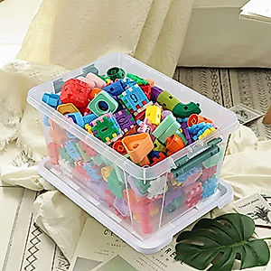 Joyeen 6-pack Latching Storage Boxes, Clear Plastic Bins Totes with Lids, 14 Quarts