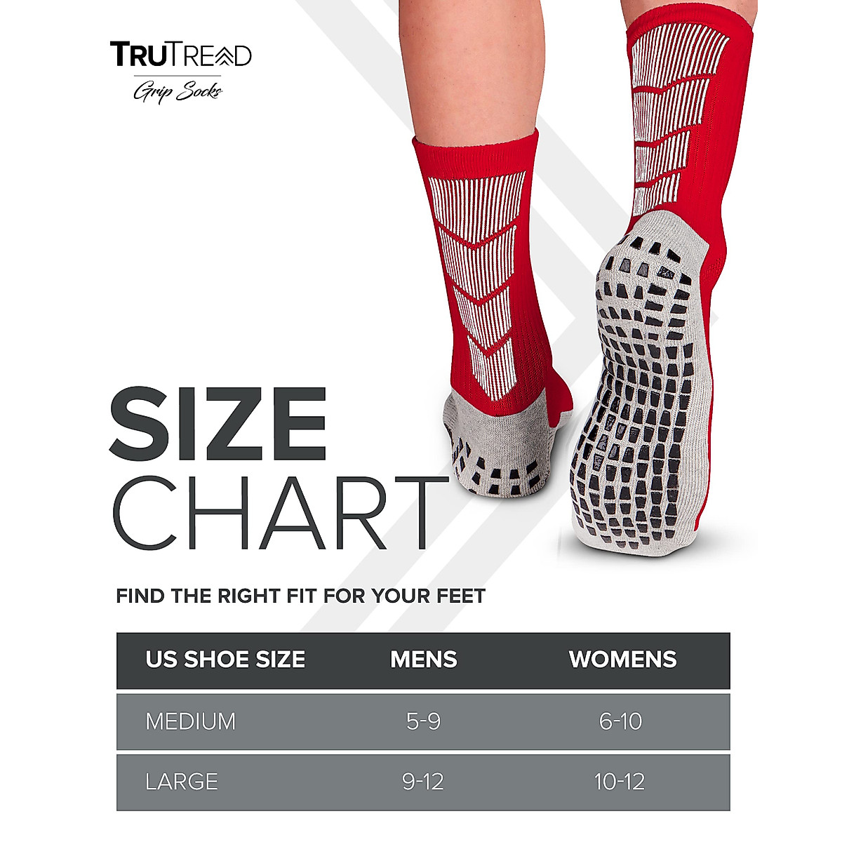 TruTread Non Slip Soccer Socks Mens | 4 Pairs | Non Skid Grip | Football Basketball Sport