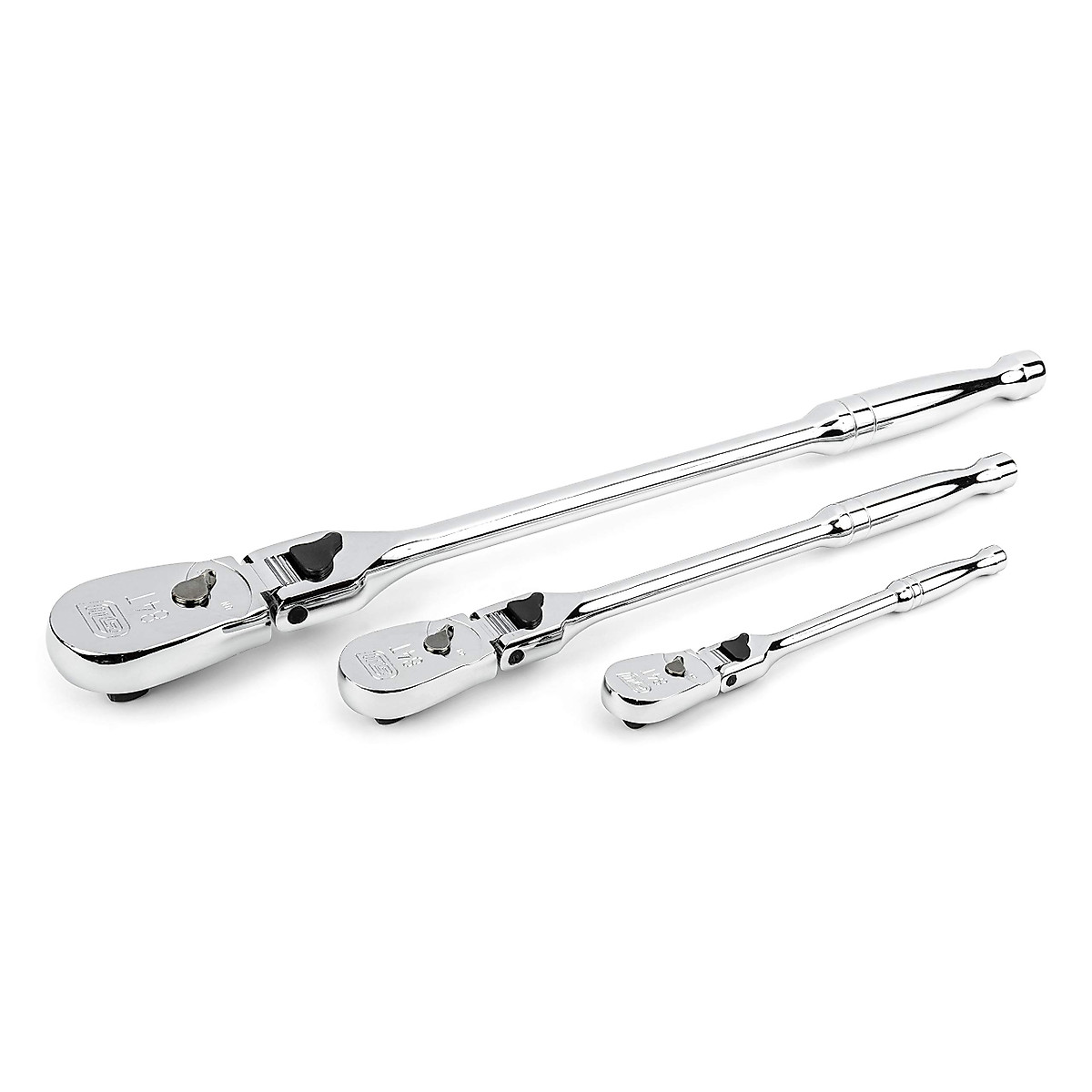 GEARWRENCH 3 Piece 1/4", 3/8" and 1/2" Drive 84 Tooth Locking Flex Head Teardrop Ratchet Set - 81276A-07