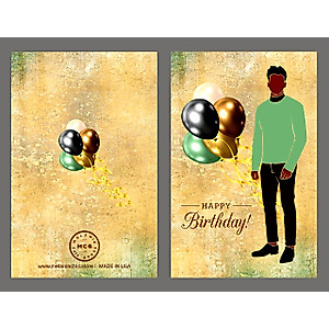 6 Pack African American Birthday Greeting Cards, Masculine Birthday Card, Black Men King Happy Birthday card for Husband