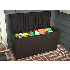 Keter 71 Gallons Gallon Water Resistant Lockable Deck Box with Wheels in Dark Brown