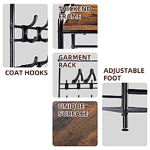 IDEALHOUSE Hall Tree, Entryway Bench, Coat Rack Freestanding Shoe Bench, 3 in 1 Hall Tree Entryway Storage Bench, Multifunction Bench with Steel Frame, 8 Large Hooks, 3-Tier Storage Shelf