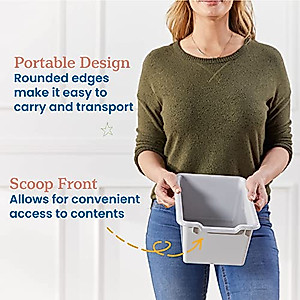 ECR4Kids Scoop Front Storage Bin, Multipurpose Organization, Light Grey, 5-Piece