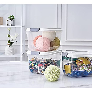 ZHENFAN 5.5 Quart Clear Storage Latch Box/Bin with Lids, 5 Liter Plastic Organize Bins with Handle, 6-Pack