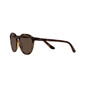 Vogue Eyewear Women's VO5374SF Low Bridge Fit Round Sunglasses, Dark Havana/Dark Brown, 55 mm