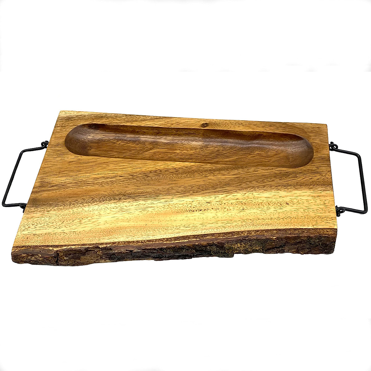 WRIGHTMART Rustic Wooden Charcuterie Board, A Flavorful Delight for Cheese and Olive Lover, Raw Edge Acacia Wood with Handle, Serve in Style. Decorative & Unique, Each Board is One-of-a-Kind