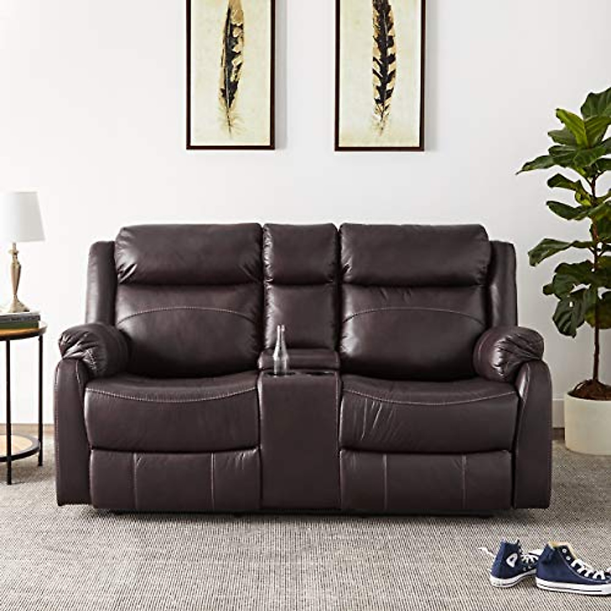 Homelegance Yerba 70" Microfiber Double Reclining Loveseat W, Dark Brown