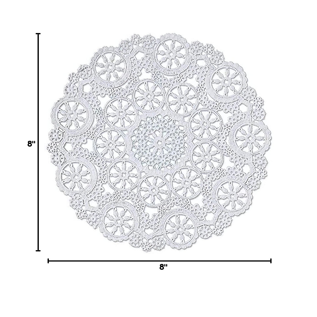 Royal Consumer Medallion Lace Round Paper Doilies, 8-Inch, Pack of 20 (B23004), White