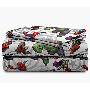 Jay Franco Marvel Avengers Marvel Team Full Sheet Set - Super Soft and Cozy Kid’s Bedding - Fade Resistant Polyester Microfiber Sheets (Official Marvel Product)