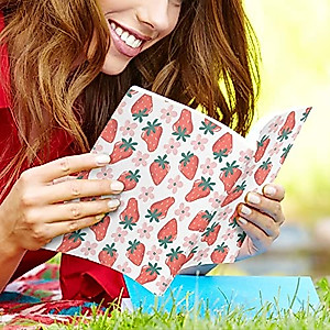 YEXIATODO Strawberry Stretchable Book Covers Funny Paperback Book Cover Fits Most Hardcover Textbooks up to 9x11 Adhesive-Free Nylon Fabric School Book Protector for Primary Secondary