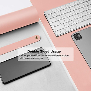 Desk Pad Protector Office Desk Mat, BUBM Waterproof PU Leather Desk Writing Mat Laptop Large Mouse Pad Desk Blotters Desk Decor for Office Home, 35.4" x 17" Pink