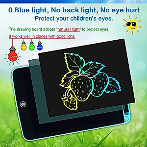 LCD Writing Tablet for Kids 10 Inch, Colorful Doodle Board Drawing Tablet with Lock Function, Erasable Reusable Writing Pad, Educational Christmas Boys Toys Gifts for 3-6 Year Old Boys(Blue+Lanyard)