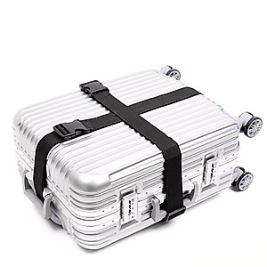 Darller 4 PCS 74" x 2" Luggage Straps Suitcase Belts Wide Adjustable Packing Straps Travel Accessories, Black