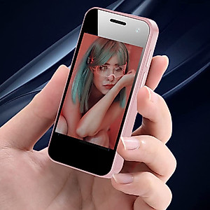 Hipipooo Super Small Mini Smartphone 3G Network 2.5 Inch Mini Phone 1GB+8GB Quad Core Dual SIM Android The World's Smallest Unlocked Kids 3D Glass Pocket Cellphone (Pink)