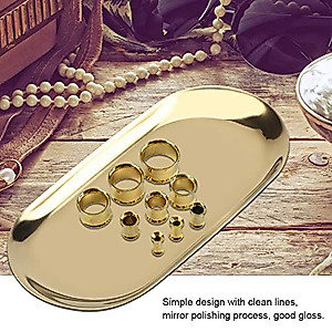 Multipurpose Table Tray Stainless Steel Jewelry Storage Box Cosmetics Organizer for Kitchen Bathroom (L-Gold)