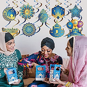 Ramadan Mubarak Decorations Eid Mubarak Hanging Swirl Ceiling Foil Decor Ramadan Decorations for Home Eid Al-fitr Party