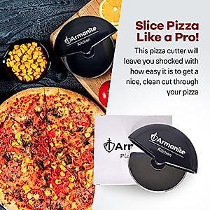 Armanite - Disc Easy-Clean Pizza Cutter, No Frills Pizza Slicer for Toast, Dough, and More, Compact and Convenient Pizza Wheel Made for Smooth Slicing, Black