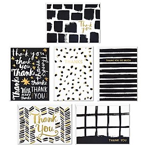 Hallmark Thank You Cards Assortment, Artistic Black and White (24 Cards with Envelopes for Baby Showers, Wedding, Bridal Showers, All Occasion)