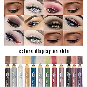 Linble Jumbo Glitter Eyeliner Pencils - 12 Metallic Colors Eyeliners & Eyeshadow Pencil Set, Natural Long Lasting Hypoallergenic Eye Makeup