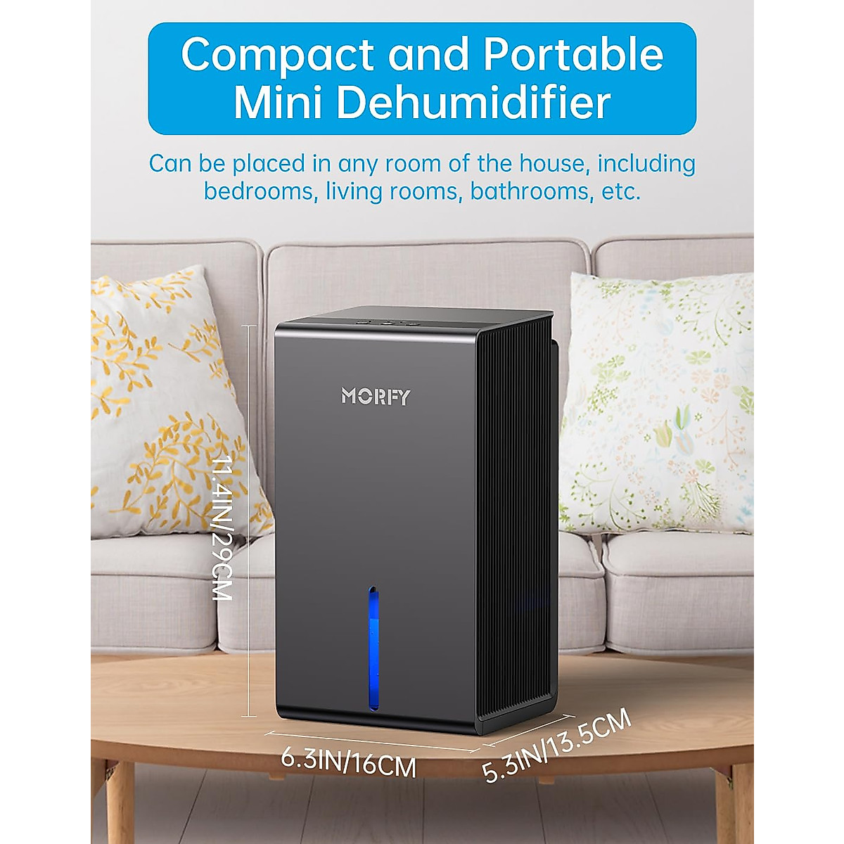 Dehumidifier, MORFY 52OZ Small Dehumidifier for Bedroom Bathroom RV with Auto Shut Off, Portable Quiet Dehumidifiers for Room Home Closet Laundry Room