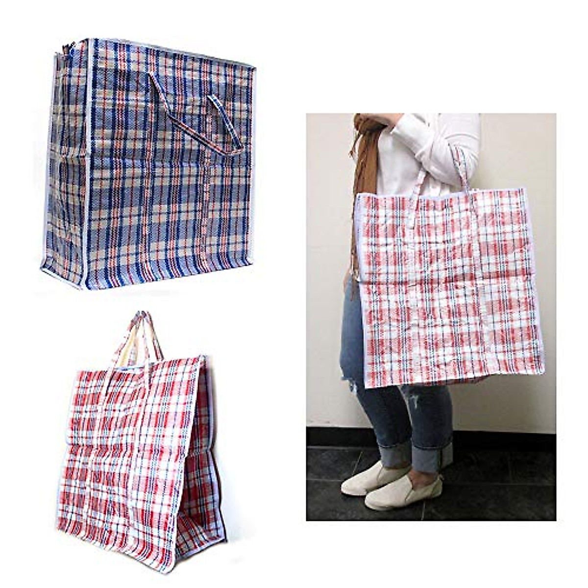 Large Tote Storage Bag Reusable Shopping Groceries Laundry Organizing Zipper Bag