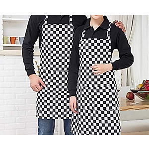 QCWQMYL 2 Set Grill Aprons for Men Waterproof Resistant Rain Bibs Apron Women with Pockets Back Straps for Kitchen
