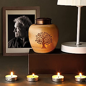 Small Keepsake Urns for Human Ashes Made of Bamboo,Decorative Urns with Tree of Life Pattern Engraved,Mini Memorial Cremation Urns for Human Ashes Adult Female Male