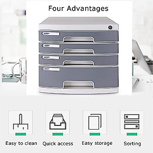 Desktop Drawer Cabinet Flat File Cabinet Storage, Desktop Drawer Cabinet, 3/4/5 Tier Office Supplies Desktop Storage Organizer Box, with Drawer and with Lock. (Size : 3 Draws)