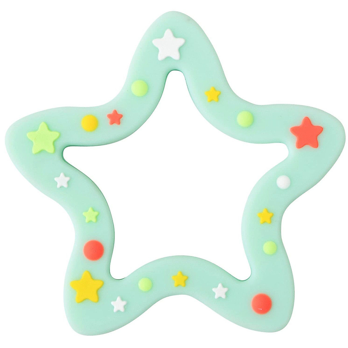 Jimibaby Silicone Star Teether, The First Teething Toy for Baby Boys and Girls,100% BPA Free, Easy to Hold, Freezer Safe (Mint Star)