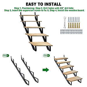 Zwinz Steel Stair Stringer 5 Step, Metal Stair Stringers for Deck Height 42 inches, Steel Stair Step Riser for Outside Stairs (2Pack)