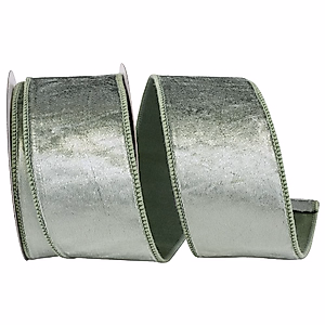 Reliant Ribbon 92898W-137-40F Designer Plush Velvet Elite Wired Edge, Celadon, 2-1/2 Inch, 10 Yards