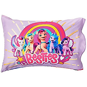 My Little Pony Every Pony Can Make a Difference 4-Piece Toddler Bedding Set - Includes Quilted Comforter, Fitted Sheet, Top Sheet, and Pillow Case, Pink + Purple for Toddler Girls Bed, 28" x 52"