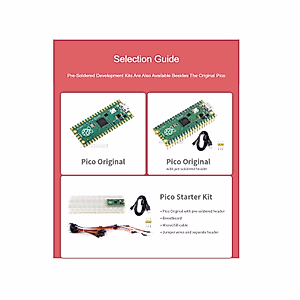 Ingcool Raspberry Pi Pico Microcontroller Board with Pre-soldered Header Low-Cost, High-Performance,Based on RP2040 Chip, Dual-core Arm Cortex M0+ Processor,Flexible Clock Running up to 133 MHz