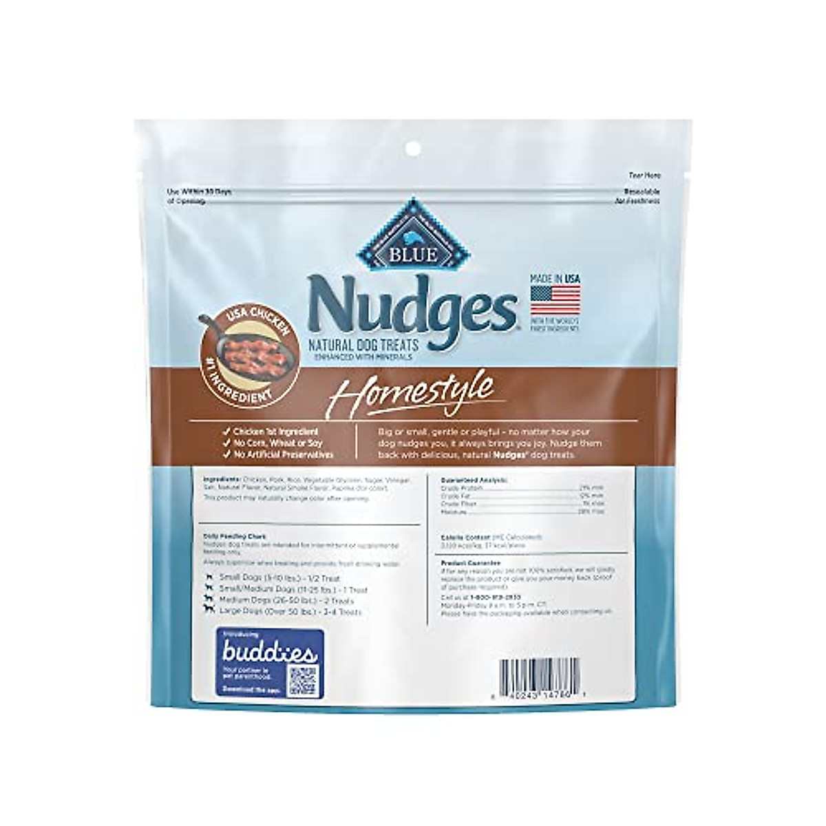 Blue Buffalo Nudges Homestyle Natural Dog Treats, Chicken and Bacon, 16oz Bag