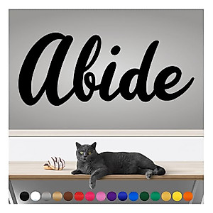 Transform Your Walls with Professional Grade, Outdoor Weatherproof Vinyl Stickers - Happy Sunday - UV Resistant, Made in The USA! Inspirational Words: Abide: 14 Inch, Satin Silver