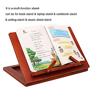 CIRCLEEN Wooden Portable Laptop Stand Adjustable Height Bed Side Book Stand for Desk Sofa Couch Table for Reading Display Cookbook Stands Holder for Kitchen (13L x 9H inch)