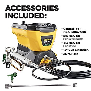 Wagner Spraytech 2422951 Control Pro 130 Paint Sprayer Kit, High Efficiency Airless Sprayer with Low Overspray & 12" Extension, 515 & 413 Tip for Large Projects, Yellow
