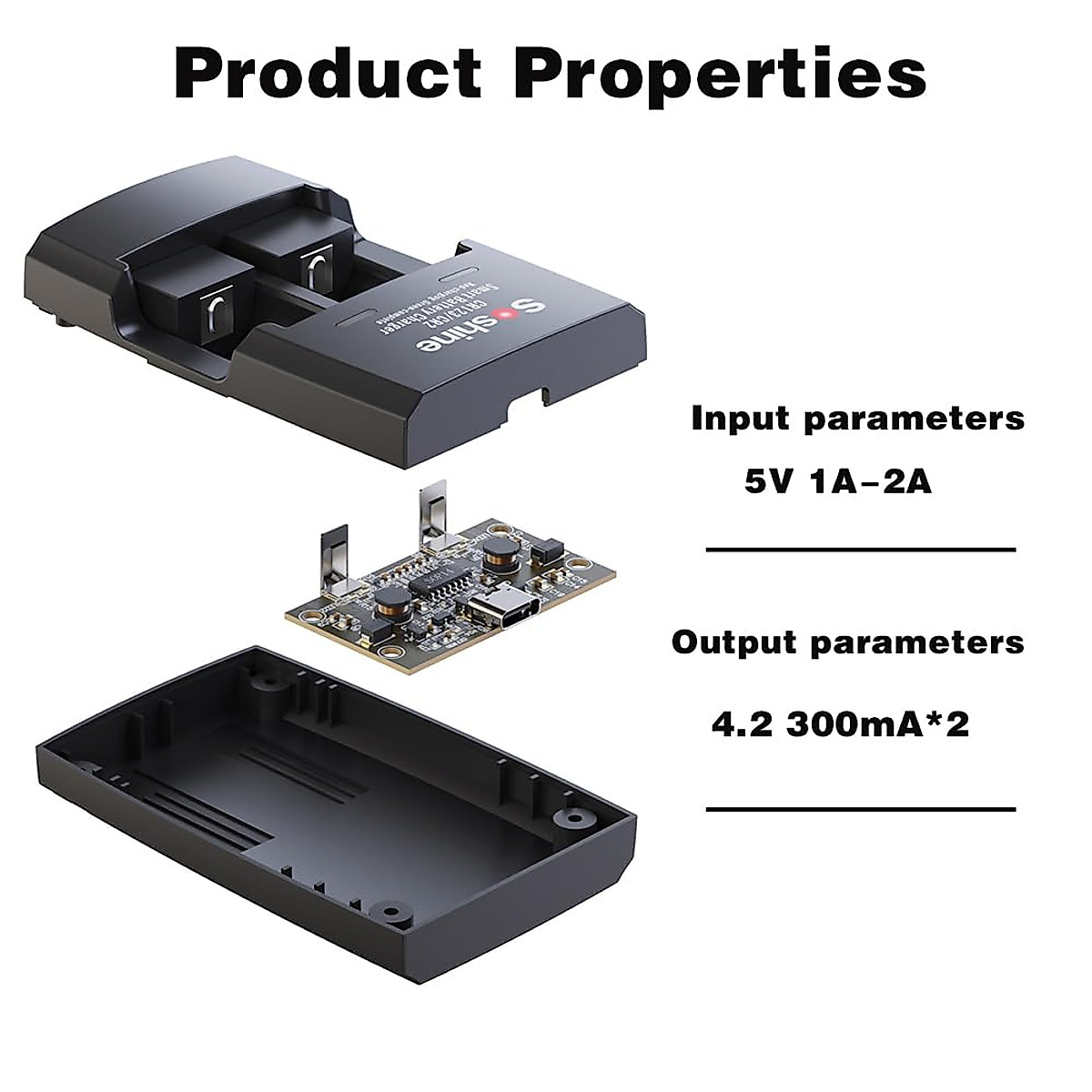 YDYDYYD Li-ion Battery Charger for 3.7V Li-ion RCR123 16340、 CR2 14250 15266, with USB C Charging Cable and 2 Slots Battery Storage Box, for Camera、 Toys、 Flashlight Battery Charger