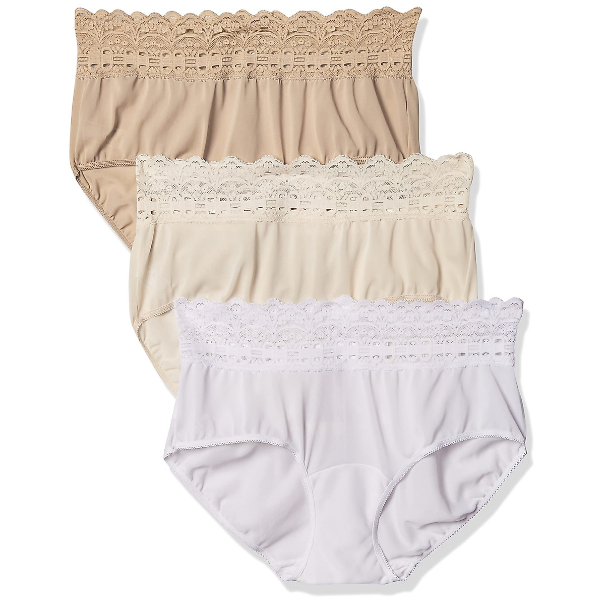 Olga womens Secret Hugs 3 Pack Panty Hipster Panties, French Toast/Pale Blush/White, Large US