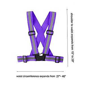 Famnosta Running Reflective Vest Gear 3 Pack Adjustable Safety Vest for Women Men High Visible Reflective Straps Vest for Running Cycling Motorcycling (Green,Black,Purple)