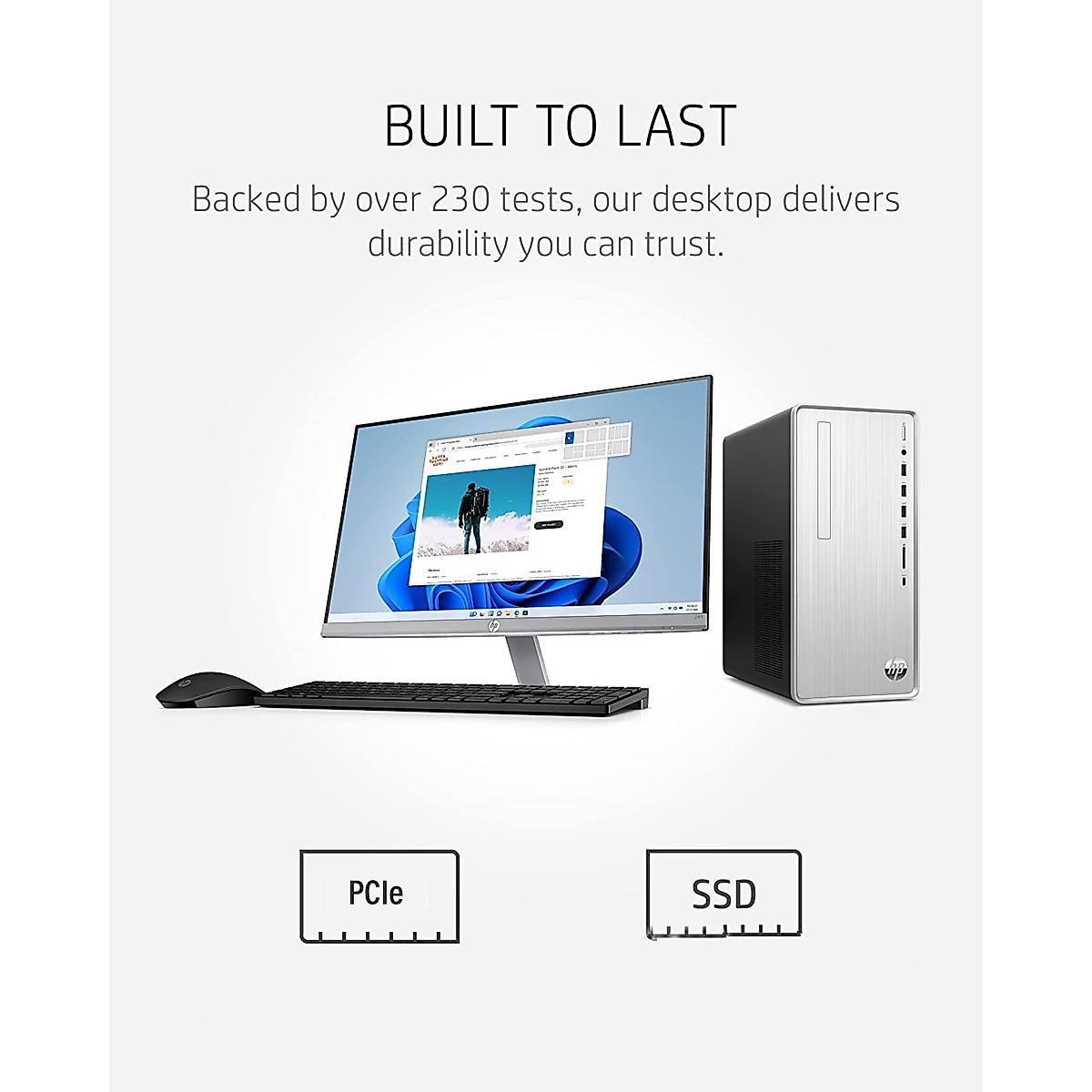 HP 2022 Newest Pavilion Desktop, AMD Ryzen 7 5700G, 16GB RAM, 1TB PCIe SSD, Windows 11, Wi-Fi 5, Bluetooth, 9 USB Ports, Wired Mouse, Keyboard Combo, Pre-Built Tower Bundle with JAWFOAL