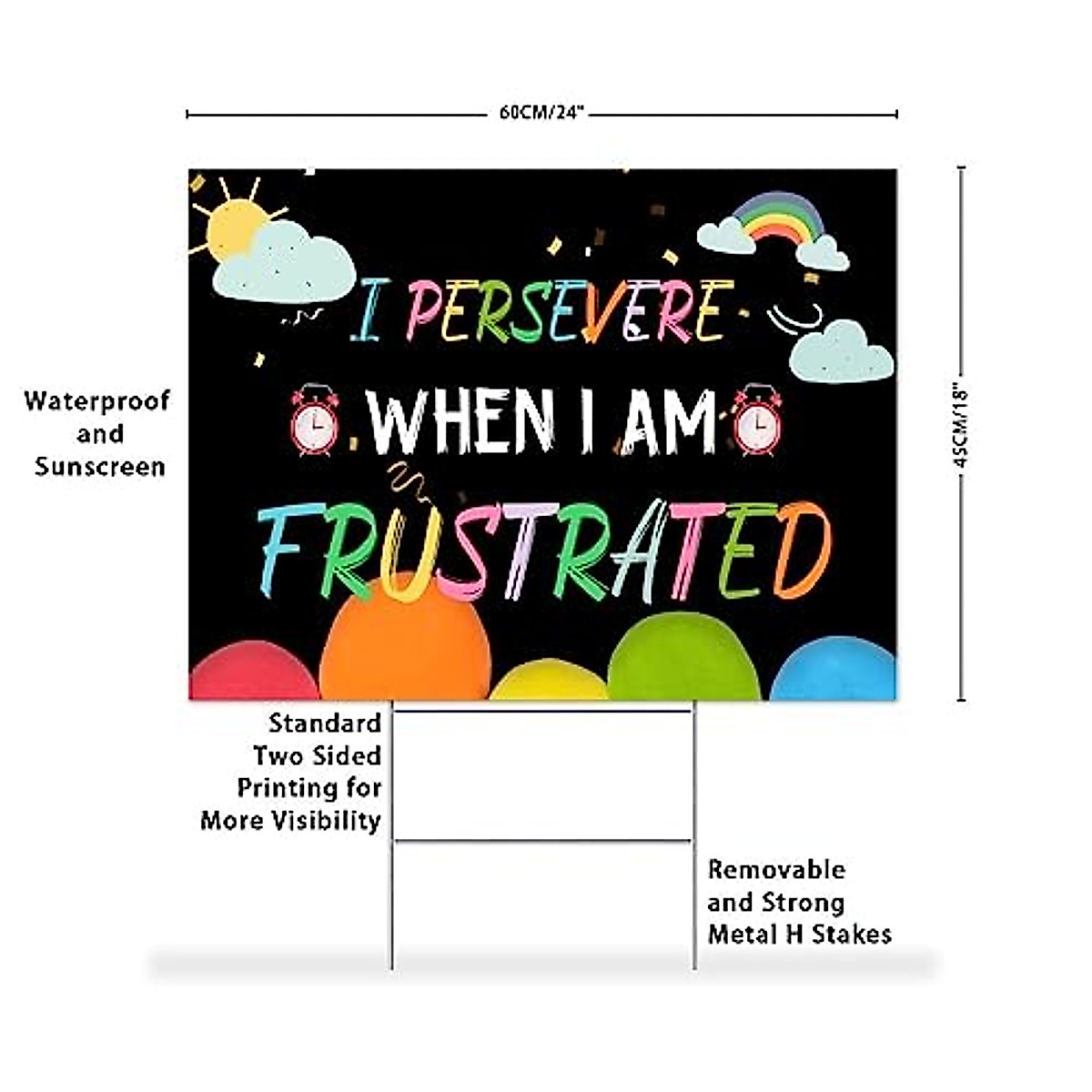 I Persevere When I'am Frustrated Yard Signs 18x24 Inch Welcome Back Banner Yard Sign Yard Signs with Stakes 18x24 2-Sided Print for Lawn Outdoor Decoration Heavy Duty Rust