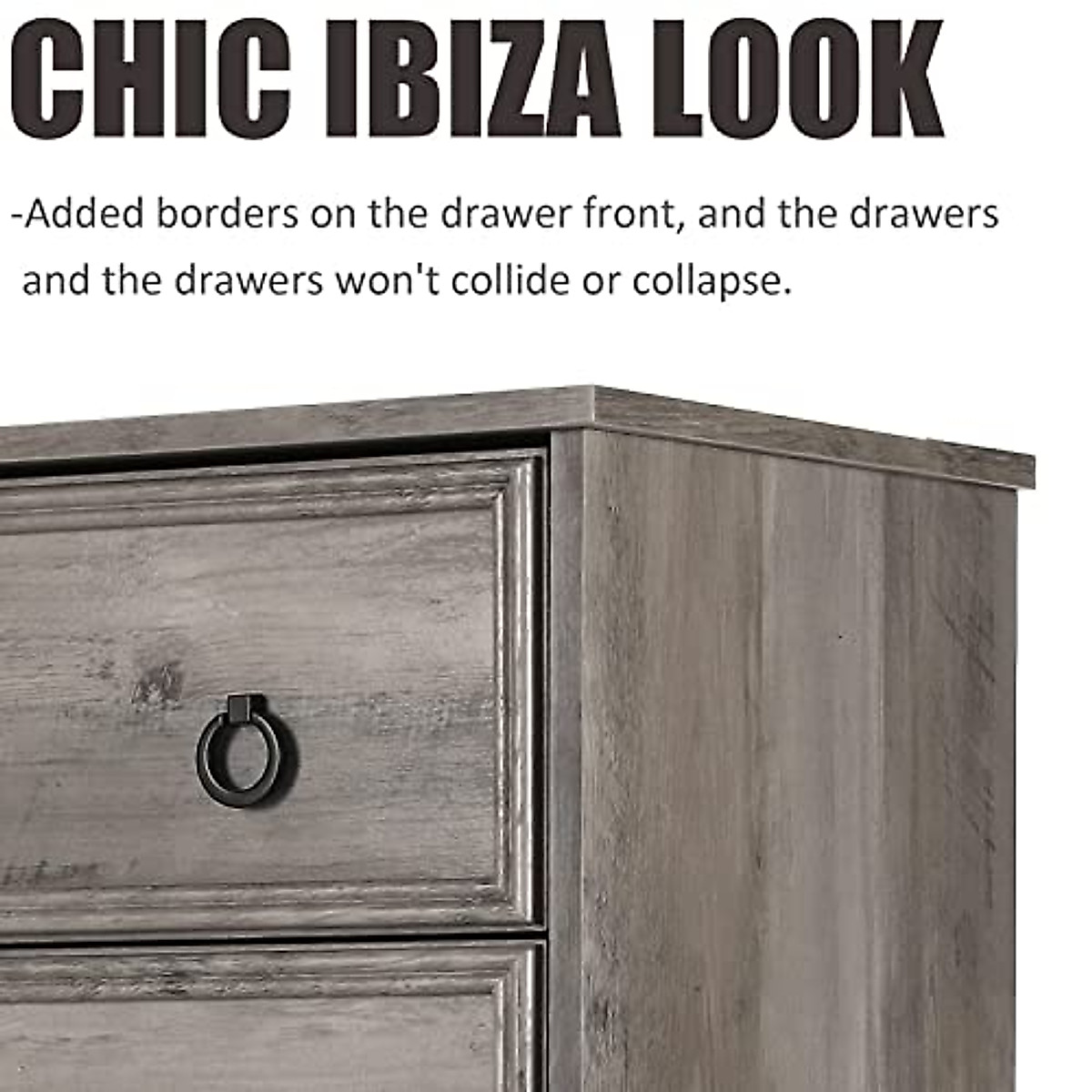 Modern 4 Drawer Dresser, Dressers for Bedroom, Tall Chest of Drawers Closet Organizers and Storage for Clothes - Easy Pull Handle, Textured Borders Drawers for Living Room, Hallway, Gray