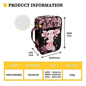 Coloranimal Pink Cherry Blossom Flower Bible Covers Book Cover for Women Girls Christmas Gift Scripture Bible Case Church Bags Protective with Handle and Zippered,Pink Axolotl