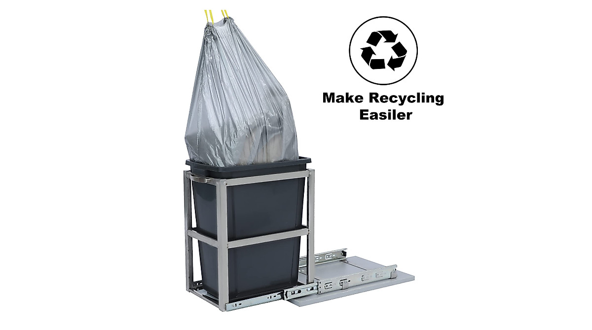 ONG Undermount Pull-Out Trash Bin for Kitchen - 32 Quart Capacity