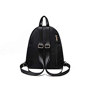 YANAIER Women Mini Backpack Purse Waterproof Nylon Fashion College Bag Daypack Black